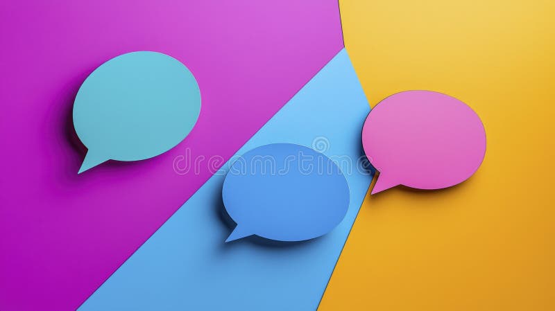 Minimalist Colorful Speech Bubbles on Visual Canvas Stock Illustration ...