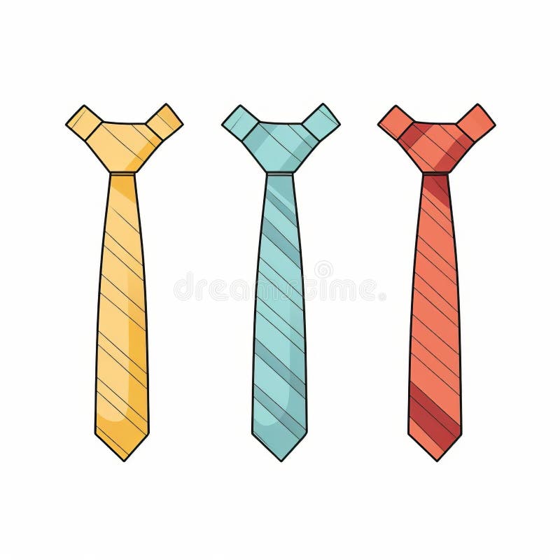 Minimalist Colorful Vector Ties Graphic Design Elements Isolated Stock ...