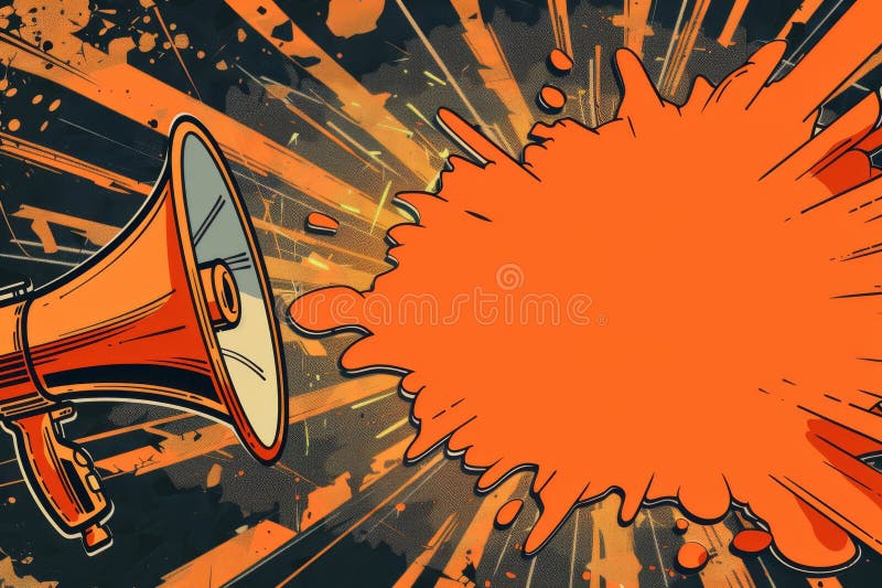 Minimalist Comic Book Style Illustration of a Megaphone with an ...