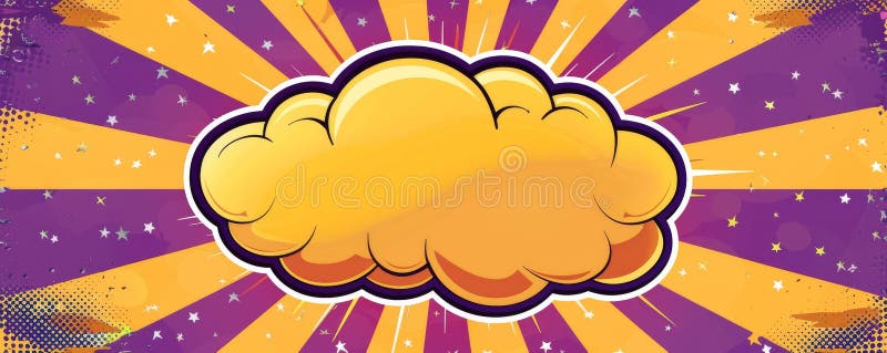 Minimalist Comic Book Style with Yellow Cloud and Starburst Background ...
