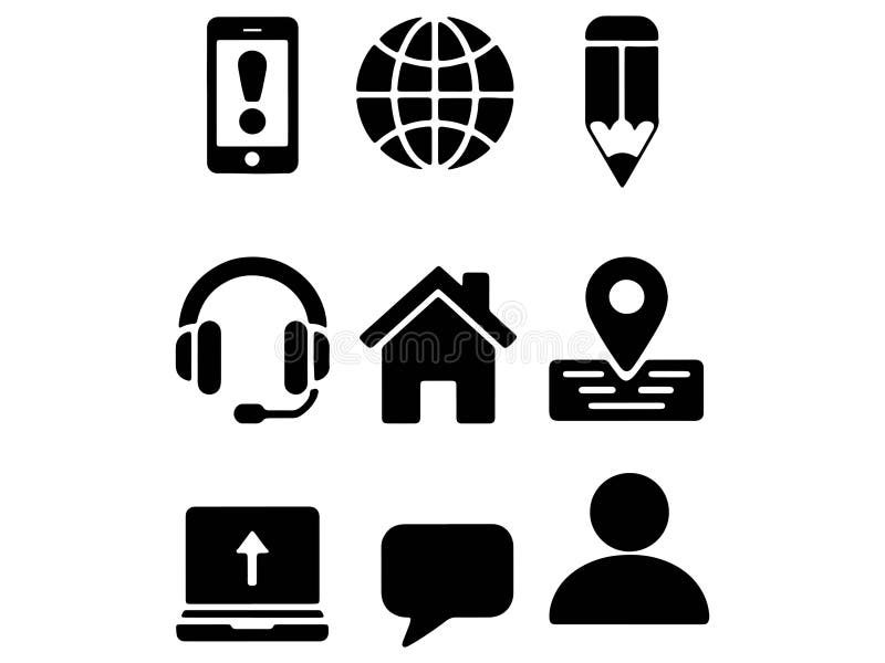 Minimalist Communication and Home Office Silhouette Icons Stock Vector ...