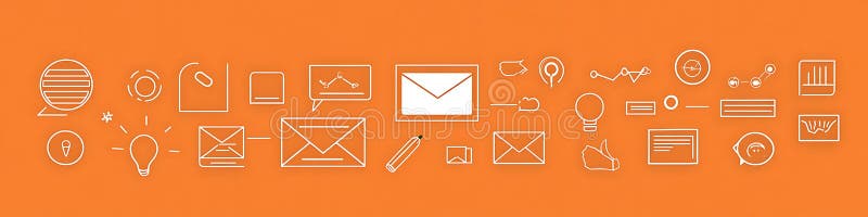 Minimalist Communication Outline Iconset on a Bright Orange Stock ...