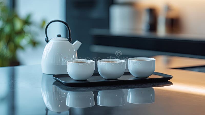 A Minimalist Compact Tea Set Styled in a Sleek, Contemporary Kitchen ...