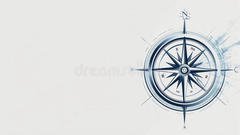 Minimalist Compass Illustration with Clear Lines on White Background ...