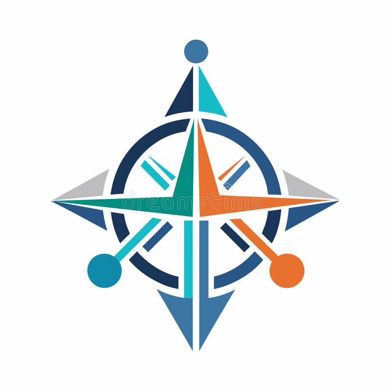 A Minimalist Compass Logo with Four Points Symbolizing Connection, a ...
