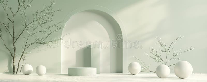 Minimalist Composition with Arched Structure and Natural Elements Stock ...