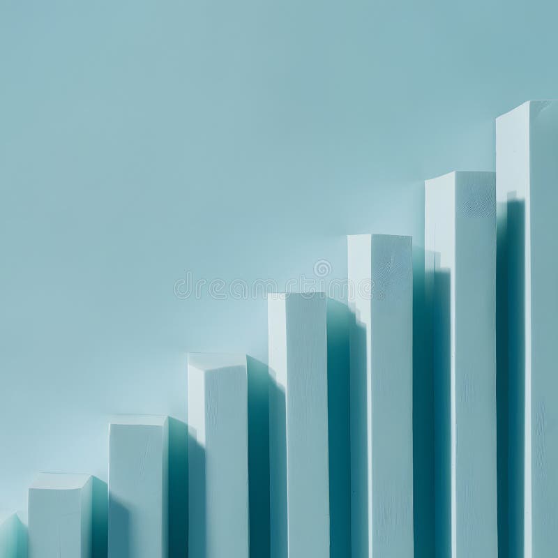 Minimalist Composition with Ascending Rectangular Blocks on Light Blue ...
