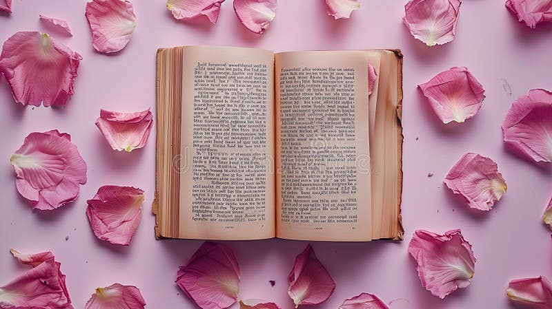 Minimalist Composition of a Book with Delicate Flower Petal Pages on ...