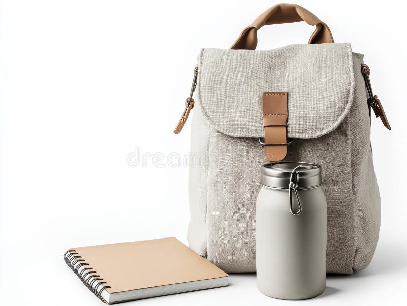 A Minimalist Composition of a Canvas Backpack, a Spiral Notebook, and a ...