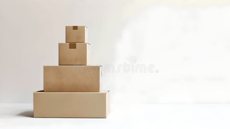 Minimalist Composition of Cardboard Boxes Stacked in Ascending Order ...