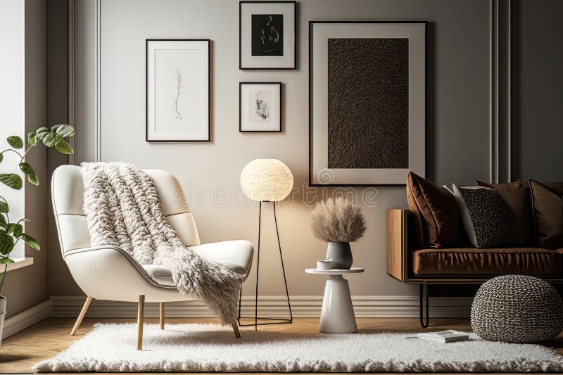 Minimalist Composition of Elegant Living Room Space. Illustration AI ...