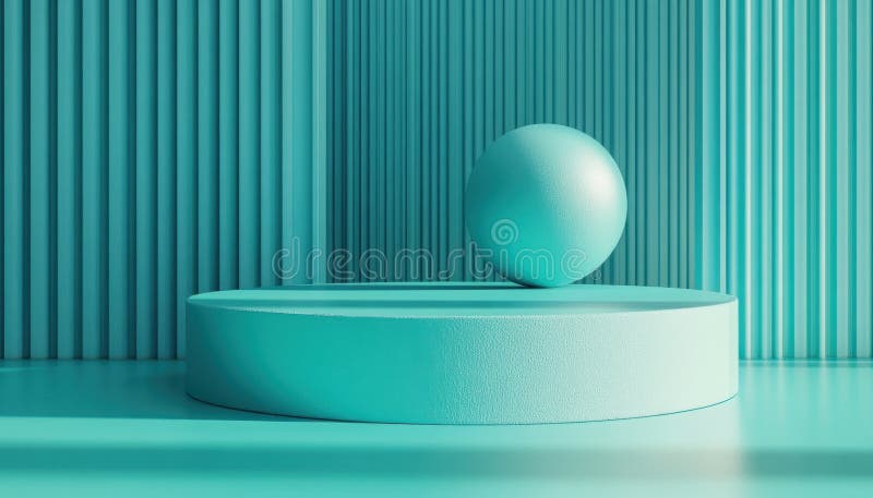 Abstract Geometric Forms in Aqua a Minimalist Visual Balance of Sphere ...