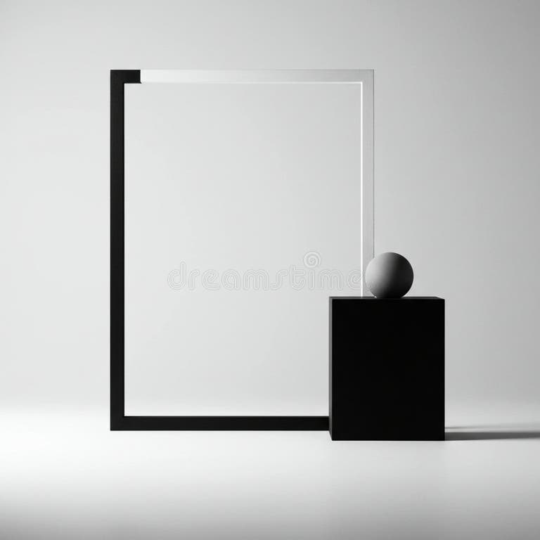 A Minimalist Composition Featuring a Large Black Square Frame and a ...