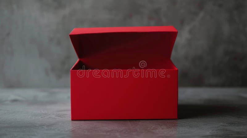 Open Red Box Against a Minimal Gray Background Stock Image - Image of ...