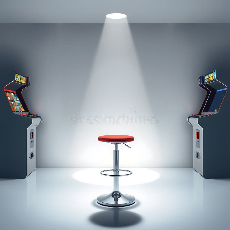 A Minimalist Composition Featuring a Single Modern Arcade Stool Under ...