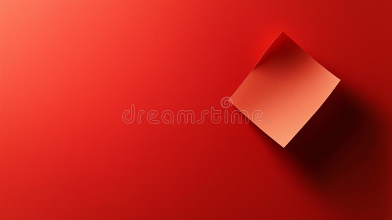 Minimalist Composition Featuring a Single Sticky Note on a Vibrant Red ...