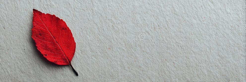 Minimalist Composition Featuring a Single Vibrant Red Leaf on Soft ...