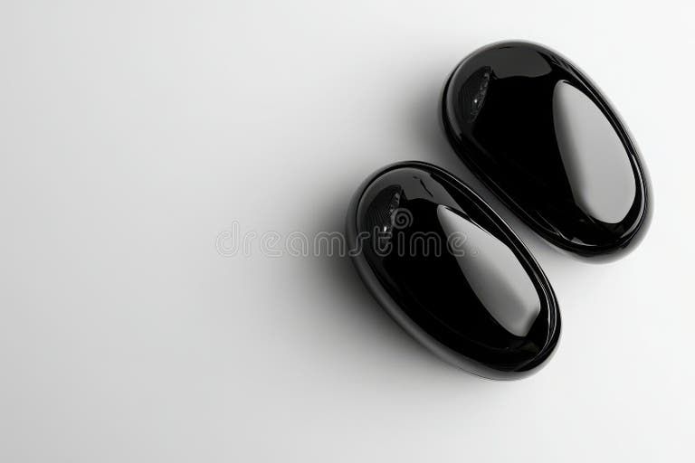 A Minimalist Composition Featuring Two Glossy Black Capsule Shaped ...