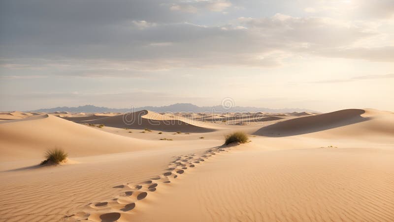 Minimalist Composition Featuring a Vast, Empty Desert Landscape with ...
