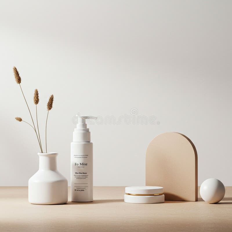 Minimalist Composition Featuring a White Ceramic Vase with Dried Grass ...