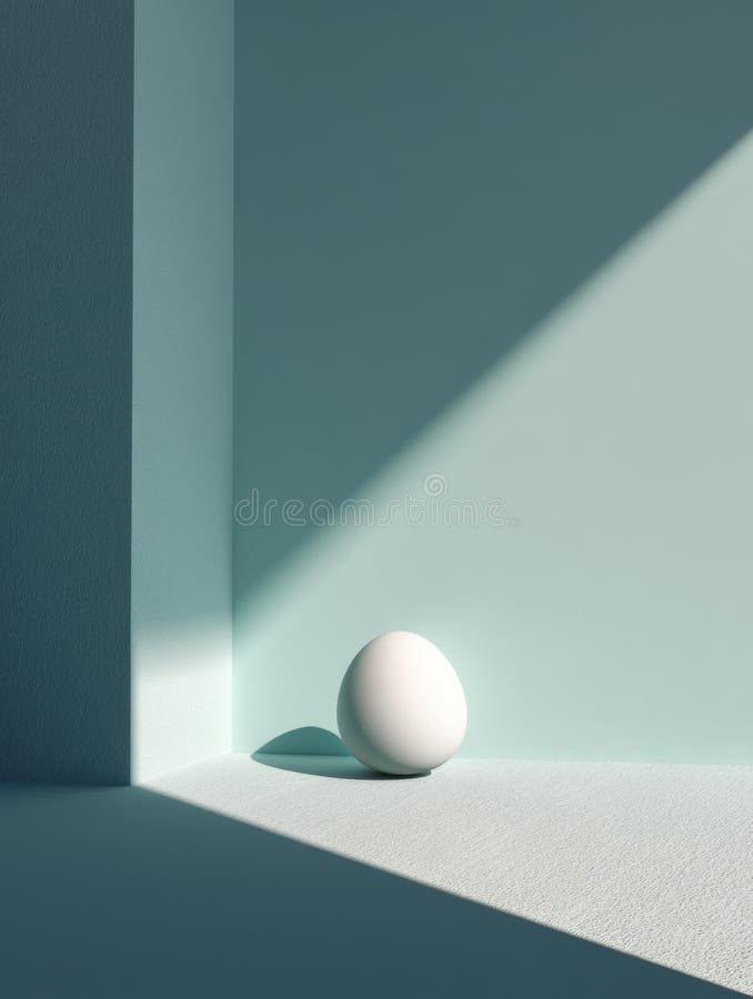 Minimalist Composition Featuring a White Egg Casting a Shadow in a ...