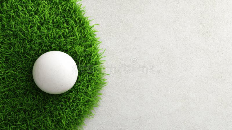 White Sphere on Vibrant Green Grass Against a Textured White Background ...