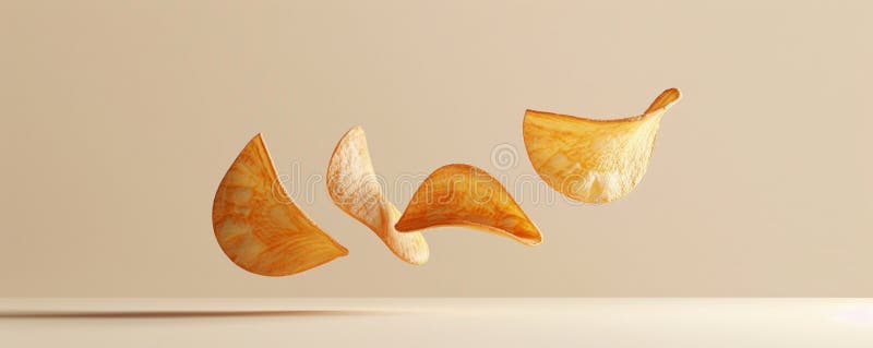 Minimalist Composition of Floating Potato Chips Stock Photo - Image of ...
