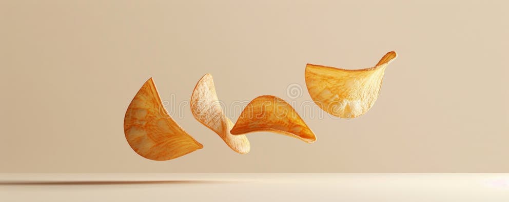 Minimalist Composition of Floating Potato Chips Stock Photo - Image of ...