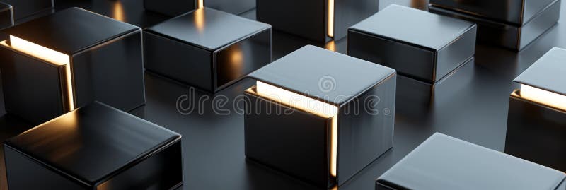 Minimalist Composition of Matte Black Blocks Intersecting with Polished ...
