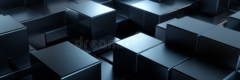 Minimalist Composition of Matte Black Blocks Intersecting with Polished ...