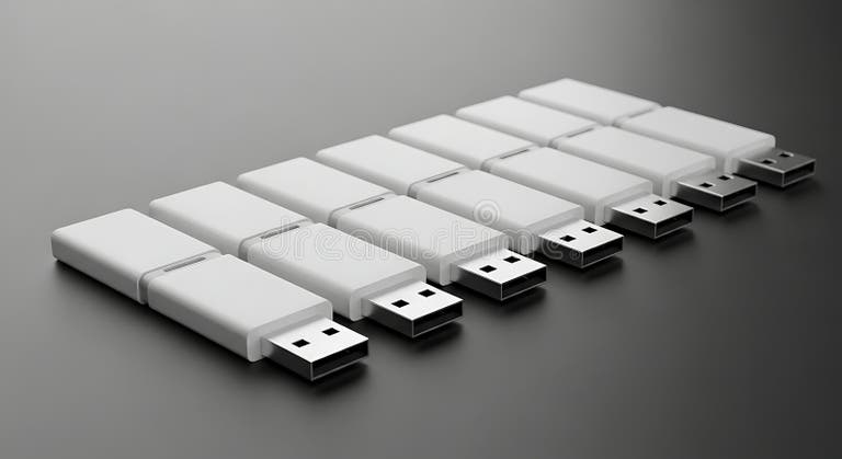 A Minimalist Composition of Multiple USB Flash Drives in a Row on a ...