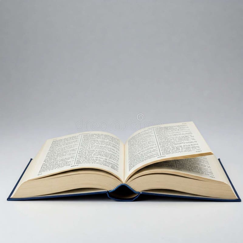 Open Hardcover Book with Visible Text on White Background Stock Photo ...