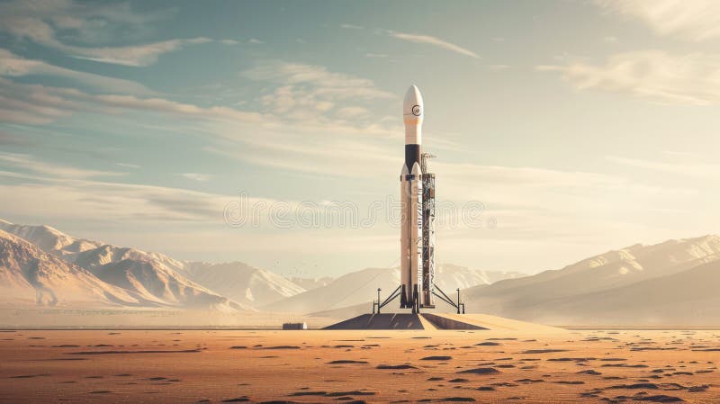 A Minimalist Composition of a Rocket Launch Pad with Countdown Clock ...