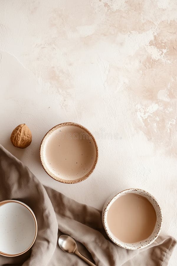 An Elegant Minimalist Table Setting Featuring Bowls and Nut for a ...