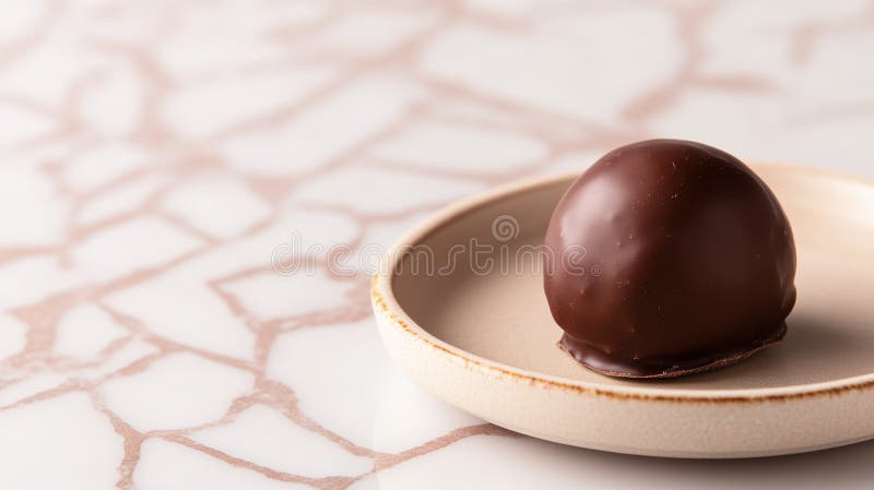 Minimalist Composition of Single Chocolate Truffle on Plate Stock ...