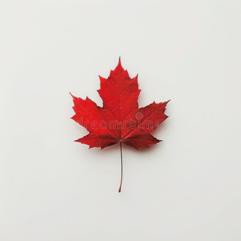A Single, Perfect Red Maple Leaf Graphic Element Centered on a Clean ...