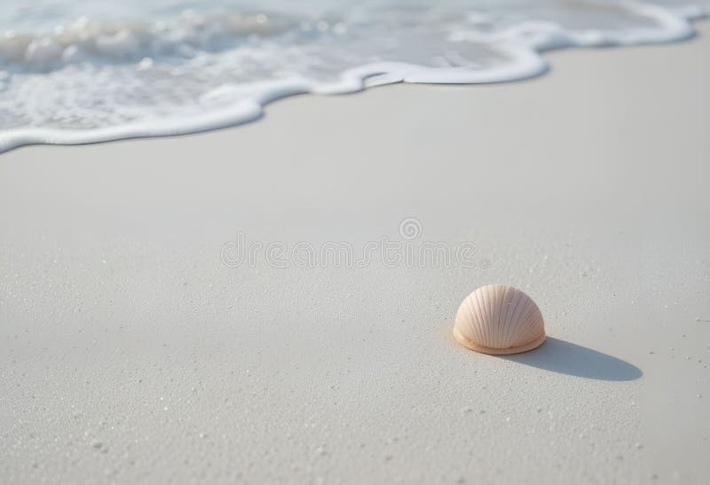 Minimalist Composition of a Single Seashell on Untouched White Sand ...