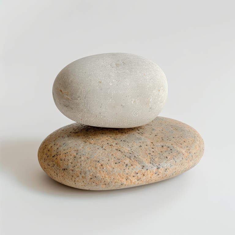 Minimalist Composition of Two Rocks Overlapping in Harmony on White ...