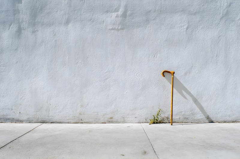 Minimalist Composition of a Walking Cane Leaning Against a Simple White ...