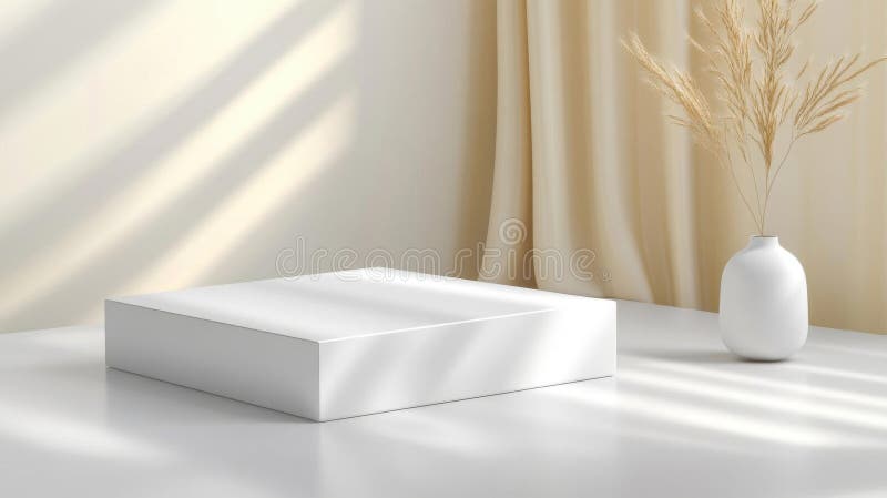 Minimalist Composition with a White Box, Soft Light, and Decorative ...