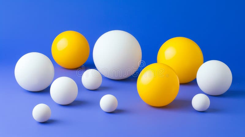 Minimalist Composition, White and Yellow Spheres of Different Sizes on ...