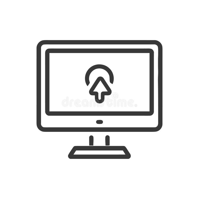 Minimalist Computer Icon with Upload Symbol on Screen, Isolated on ...