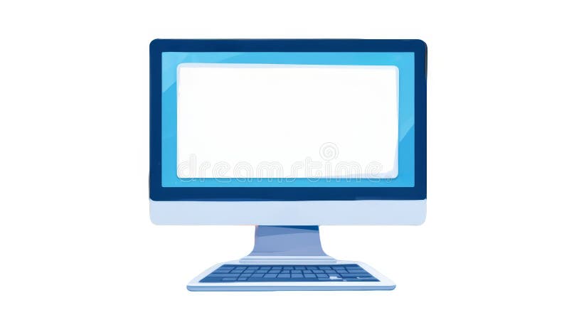 Minimalist Computer Monitor with a Blank White Screen on a Blue ...