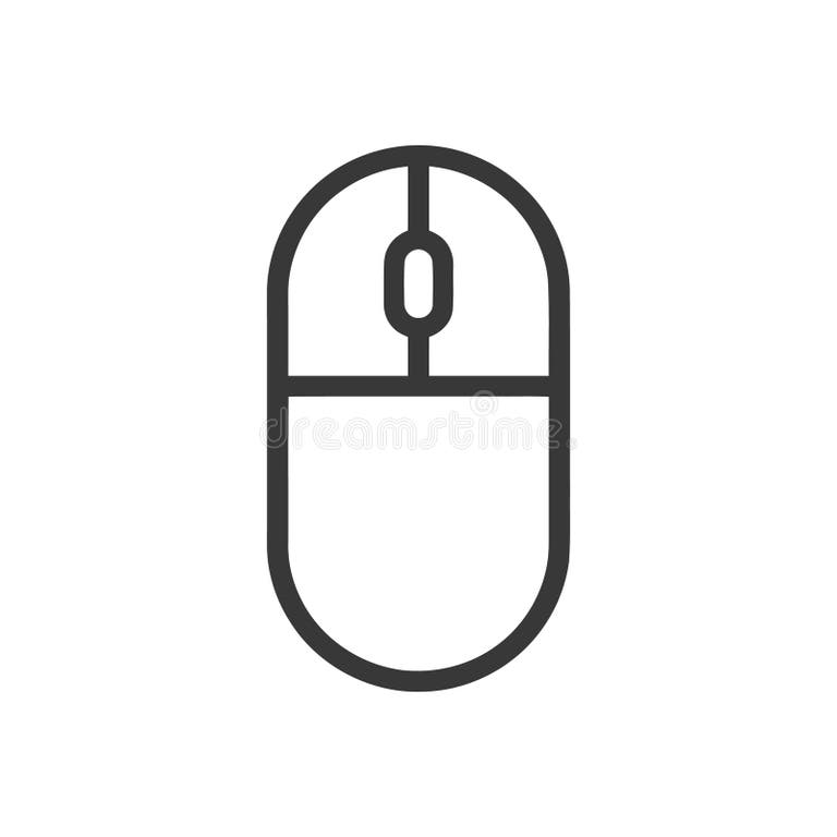 Simple Computer Mouse Icon: Line Art Design Stock Vector - Illustration ...