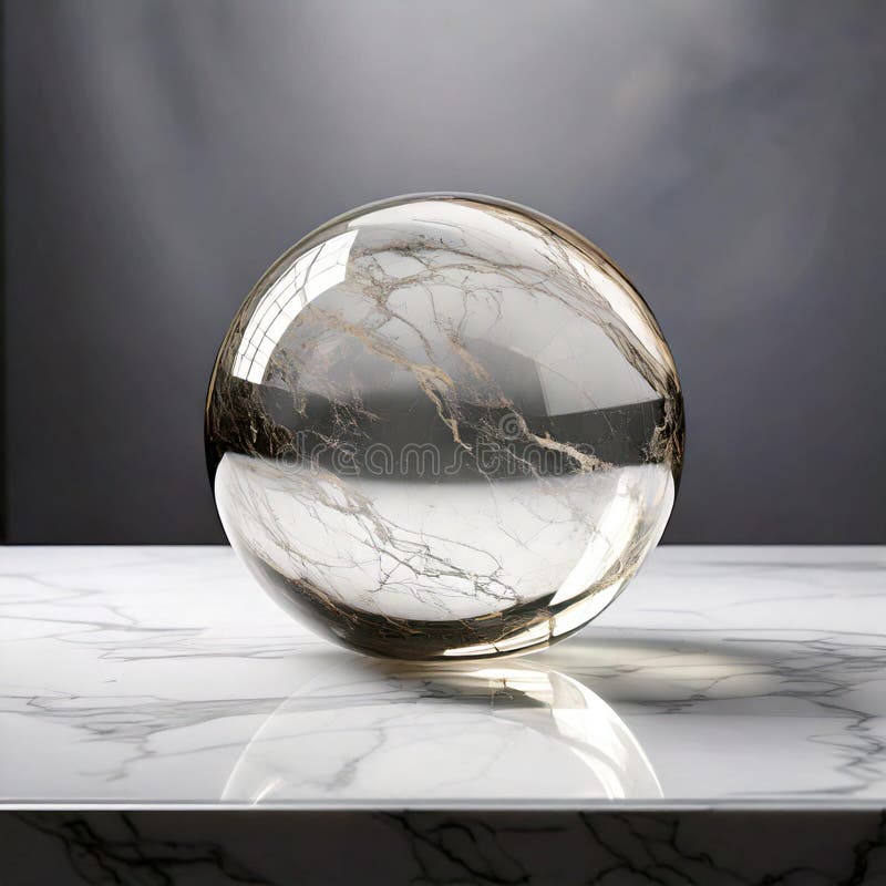 Minimalist Concept of a Glass Sphere on a White Marble Table, AF Stock ...