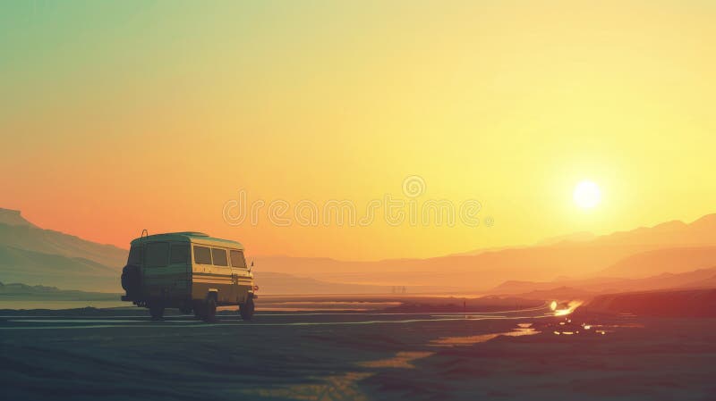 Minimalist Conceptual Representation of a Road Trip Stock Illustration ...