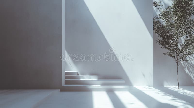 Minimalist Concrete Architecture with Light Streaming through Stock ...