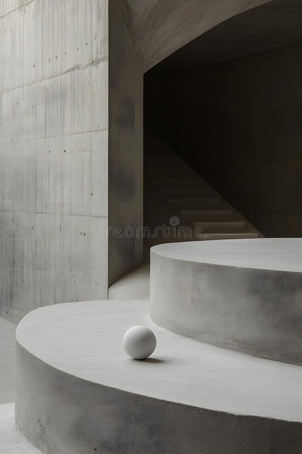 Minimalist Concrete Architecture with White Sphere Generated Using AI ...