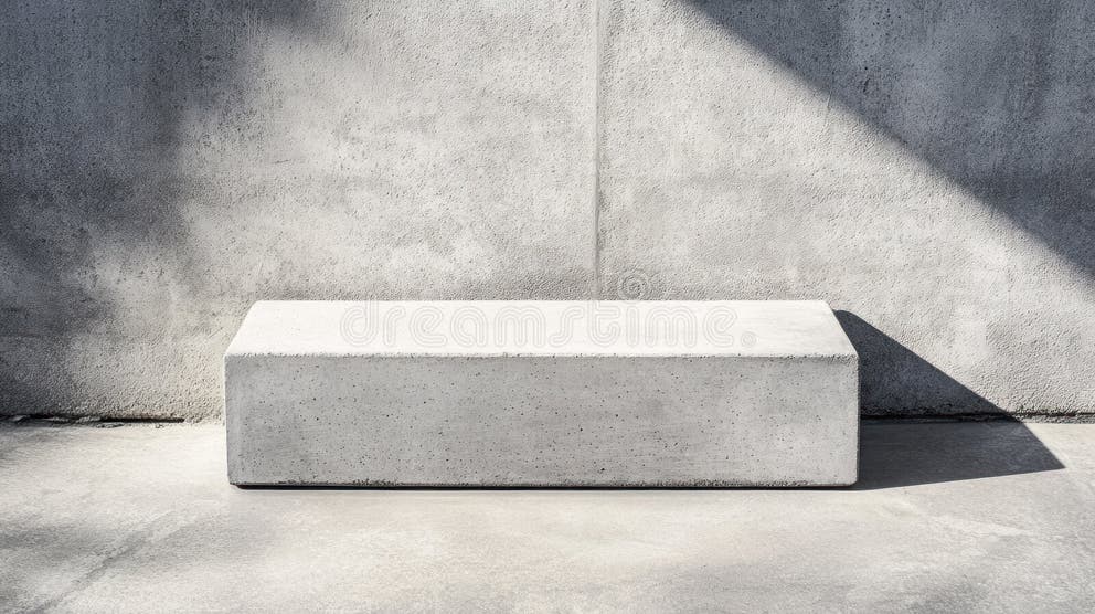 Minimalist Concrete Bench Against a Textured Wall Stock Illustration ...