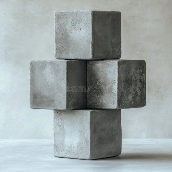 Minimalist Concrete Blocks Stacked on a Plain Surface Stock Image ...